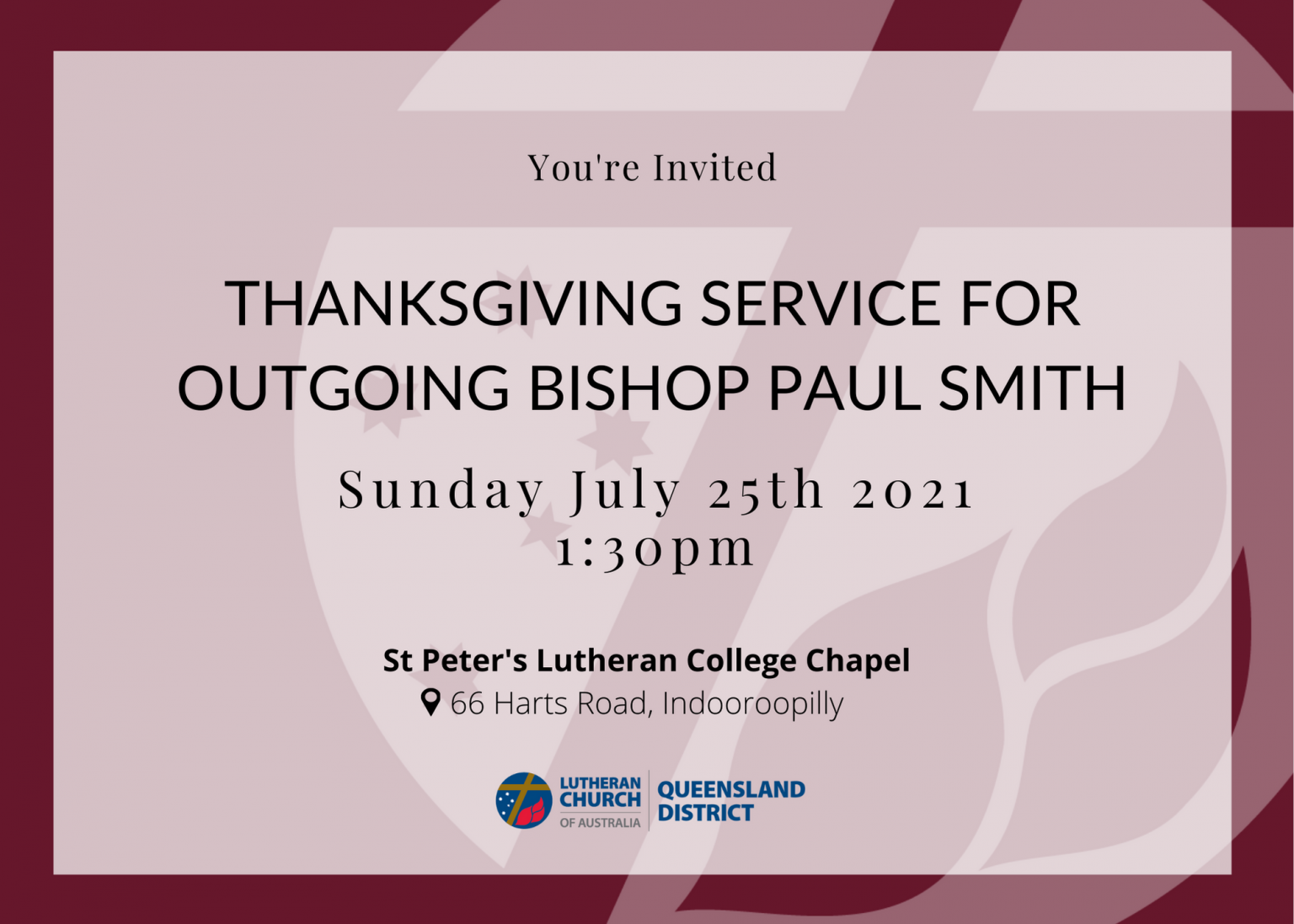 Farewell to Rev Paul Smith as Bishop LCAQD - Qld District